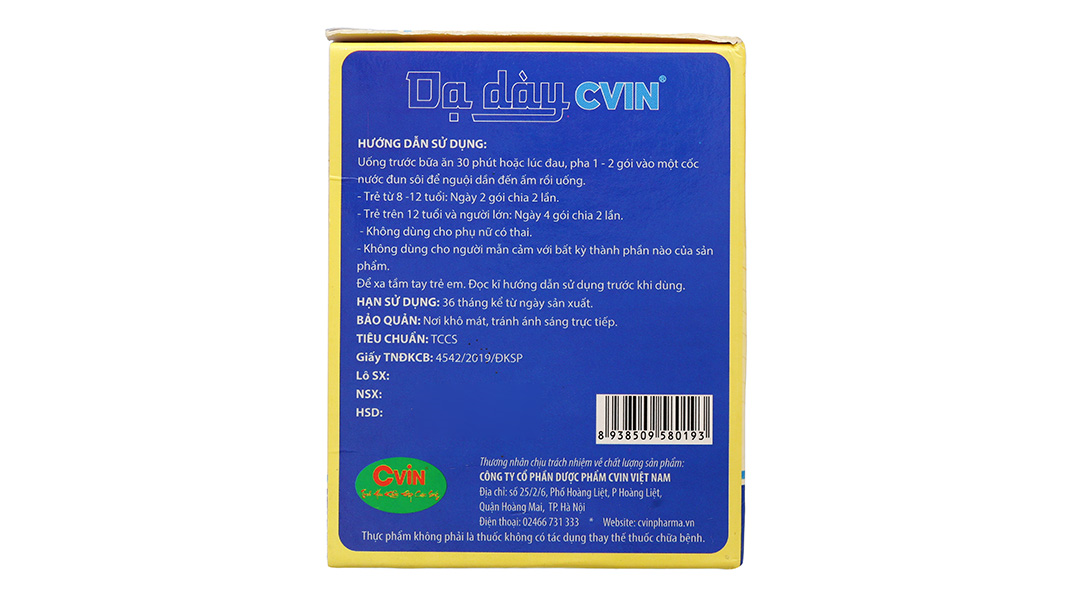 Dạ dày Cvin giúp tăng cường chức năng tiêu hóa, giảm acid dịch vị hộp ...