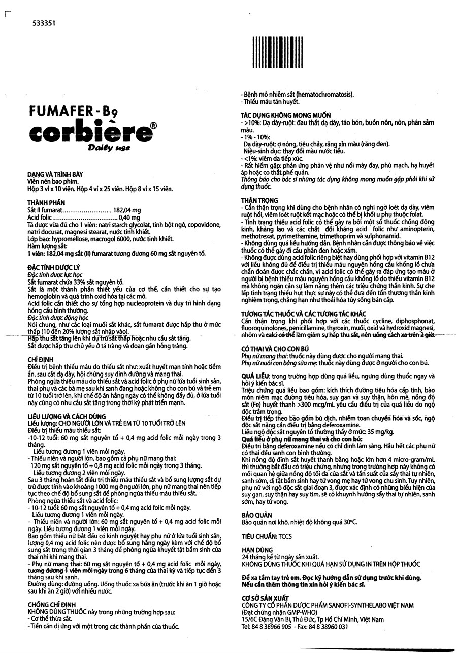 Thuốc Fumafer-B9 Corbiere hộp 120 viên-Nhà thuốc An Khang