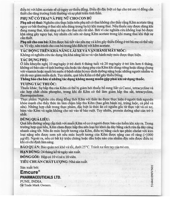 Thuốc EmZinc 20mg hộp 100 viên-Nhà thuốc An Khang