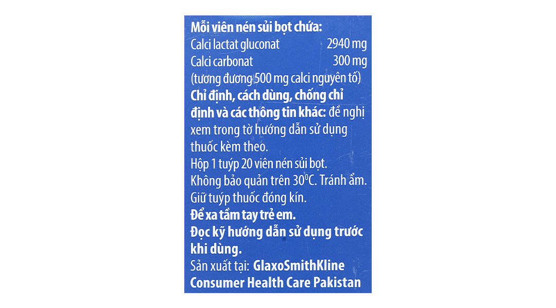 Viên sủi CalSource 500mg tuýp 20 viên-Nhà thuốc An Khang