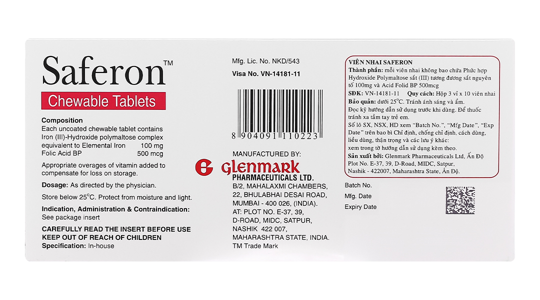 Thuốc Saferon hộp 30 viên nhai-Nhà thuốc An Khang