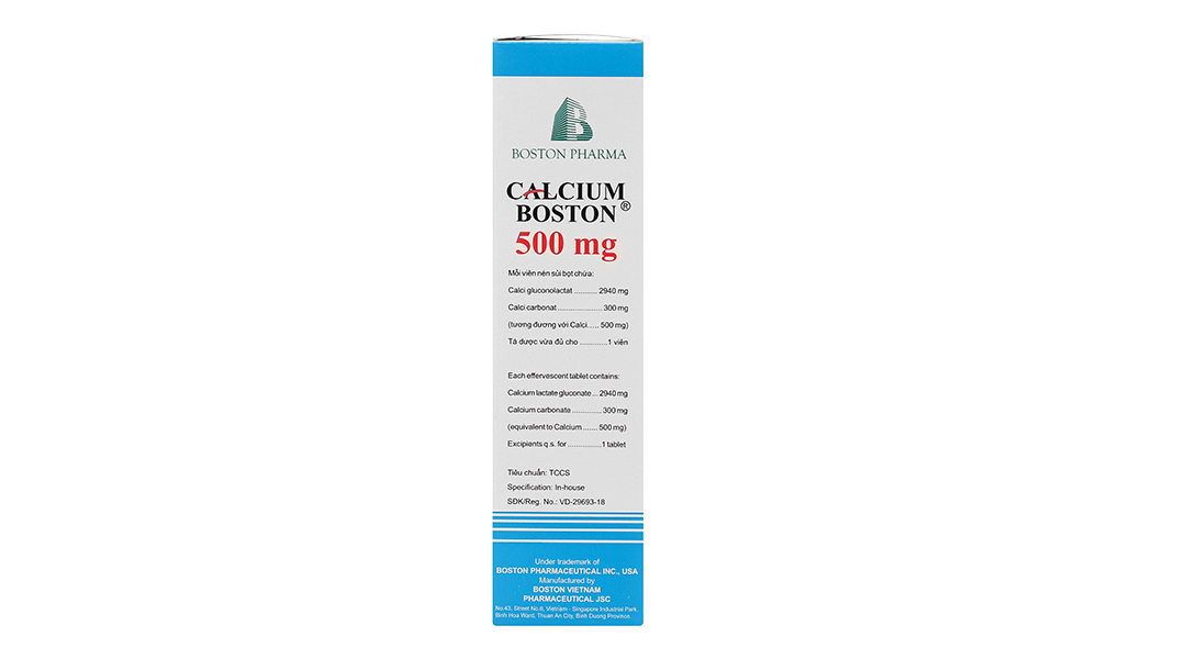 Viên sủi Calcium Boston 500mg hộp 20 viên - Nhà thuốc An Khang