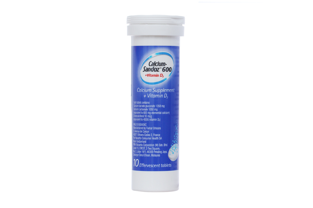 Viên sủi Calcium Sandoz 600 + Vitamin D3 tuýp 10 viên