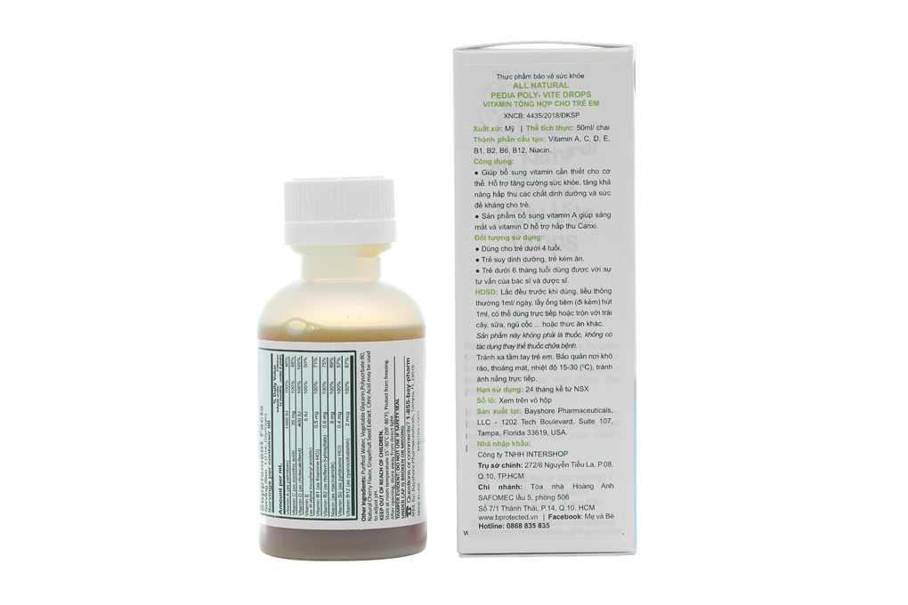 Dung dịch All Natural Pedia Poly-Vite Drops bổ sung vitamin cho bé chai ...