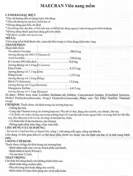 Thuốc Maecran hộp 60 viên-Nhà thuốc An Khang