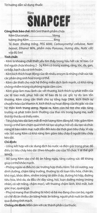 Thuốc Syrup Snapcef 10ml hộp 20 ống-Nhà thuốc An Khang