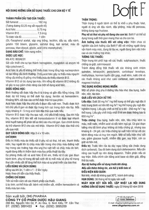 Thuốc trị thiếu máu Bofit F hộp 30 viên-Nhà thuốc An Khang