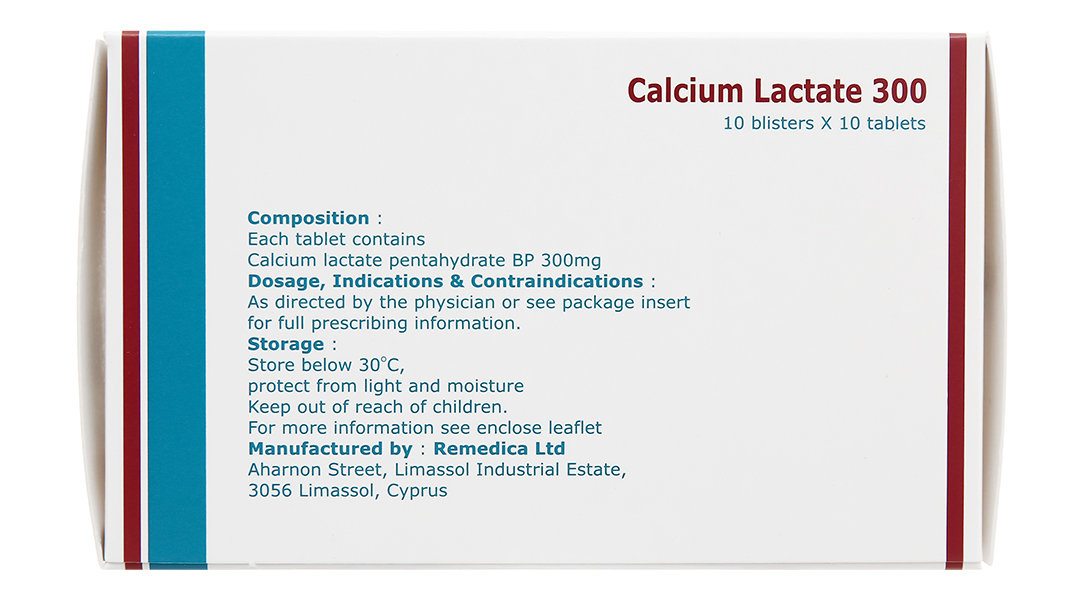 Calcium Lactate 300mg hộp 100 viên-Nhà thuốc An Khang
