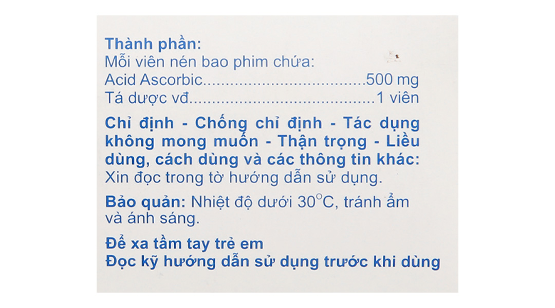 Thuốc Agi-Vita C 500mg hộp 10 vỉ x 10 viên-Nhà thuốc An Khang