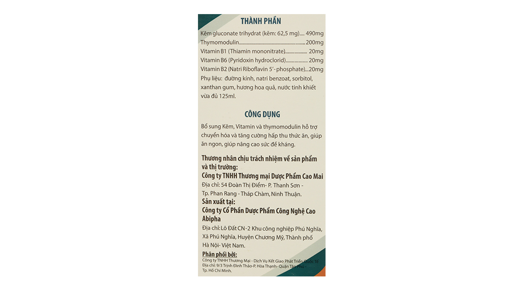 Siro Zinc ABC giúp ăn ngon, tăng đề kháng cho bé chai 125ml - 08/2024 ...