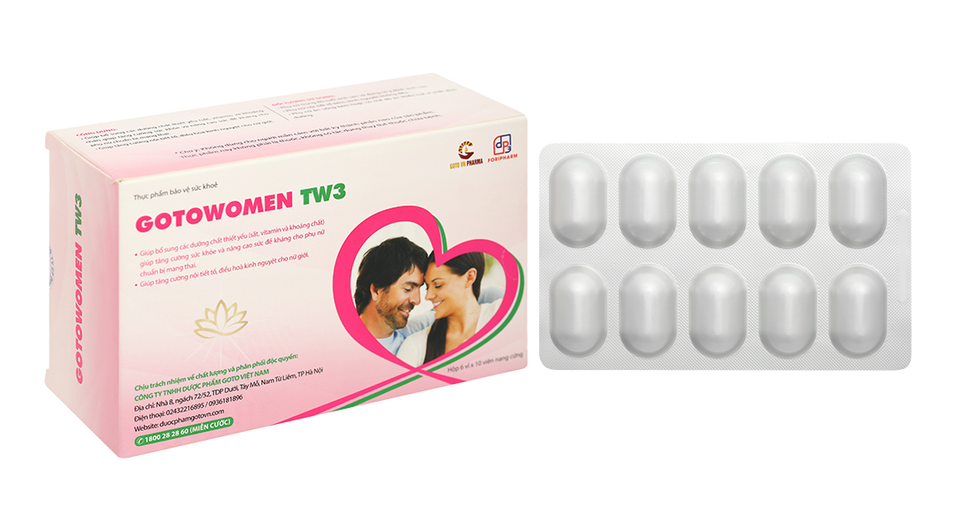 GOTOWOMEN TW3 giúp tăng cường nội tiết tố, điều hòa kinh nguyệt (6 vỉ x ...
