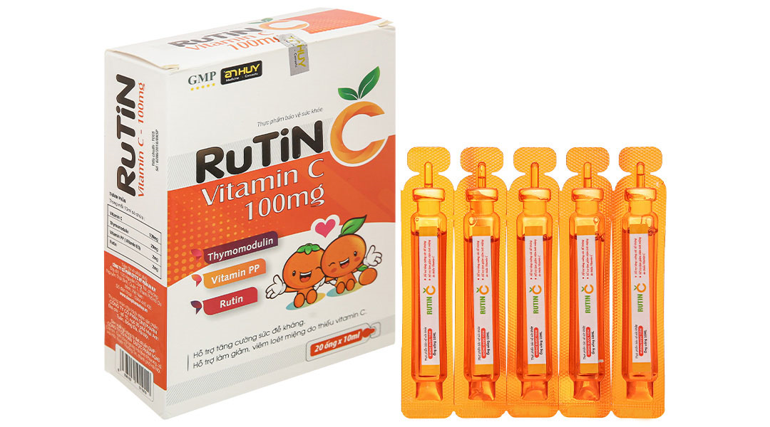 Dung dịch RuTin C bổ sung vitamin C tăng cường đề kháng hộp 20 ống x ...
