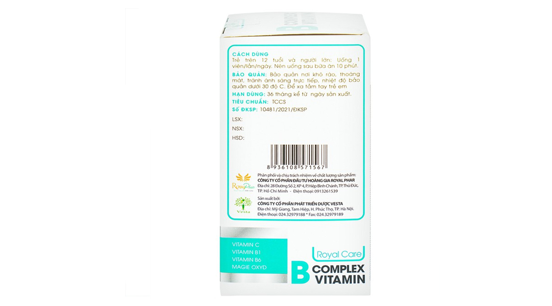 B Complex Vitamin Royal Care giúp giảm mệt mỏi, căng thẳng lọ 60 viên ...