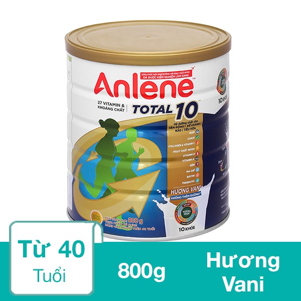 Sữa bột người lớn Anlene Total 10 hương vani 800g giúp bổ sung dinh ...