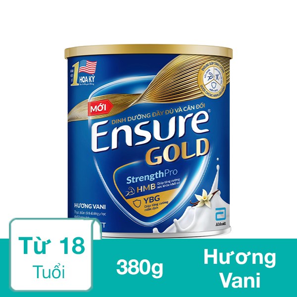 Sữa bột người lớn Ensure Gold StrengthPro hương vani 380g - AVAKids.com