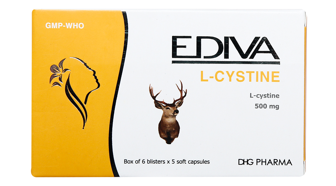 Ediva L-Cystine 500mg trị viêm da, rụng tóc, gãy móng (6 vỉ x 5 viên ...