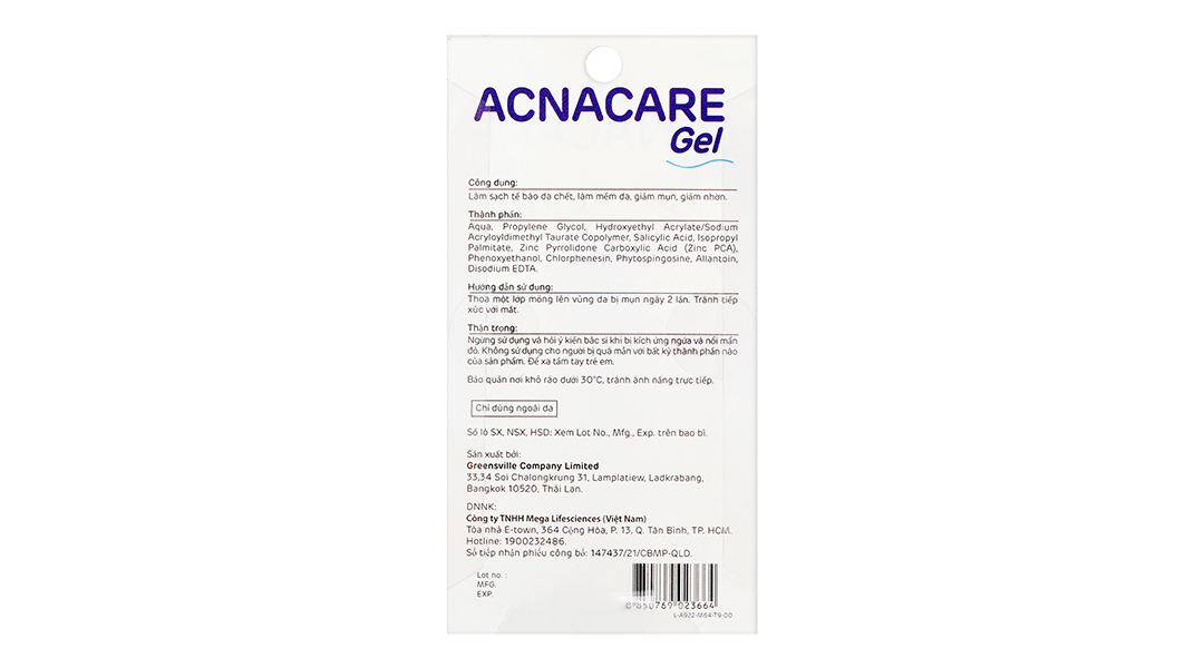 Gel Acnacare ngăn ngừa mụn, giảm nhờn tuýp 7g giảm giá 15% - 08/2024 ...