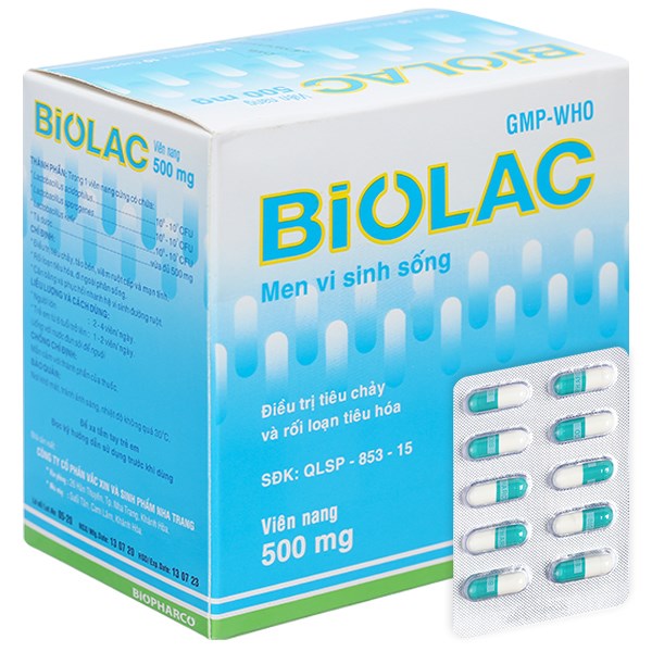 Biolac 500mg bổ sung vi sinh, trị tiêu chảy và táo bón (10 vỉ x 10 viên ...