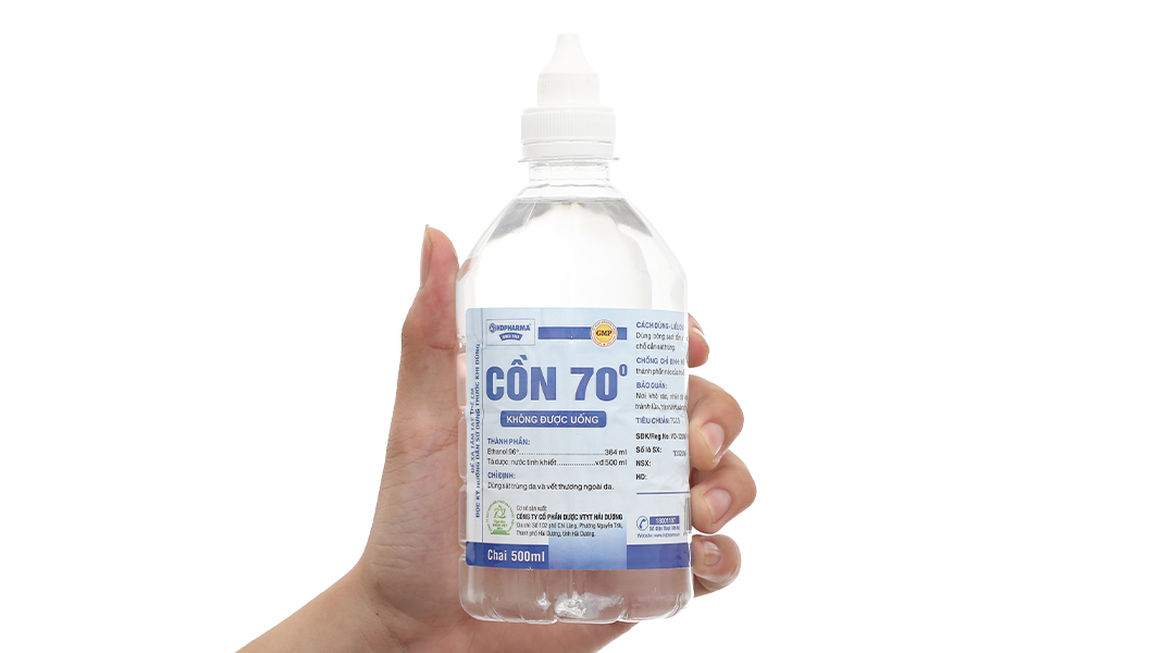 Cồn 70 độ HDPHARMA sát trùng ngoài da chai 500ml - 08/2024 ...