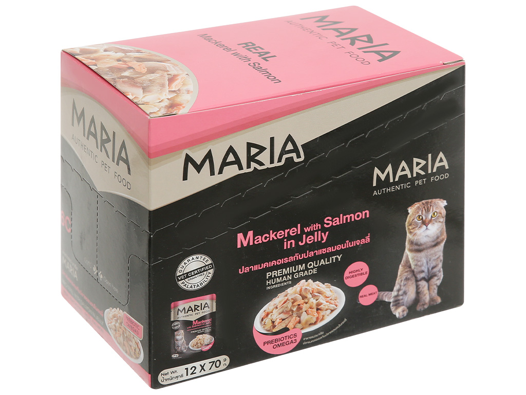 12 gói pate cho mèo MARIA cá thu, cá hồi 70g Bách Hoá XANH