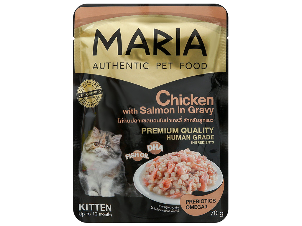 12 gói pate cho mèo MARIA thịt gà, cá hồi 70g Bách Hoá XANH