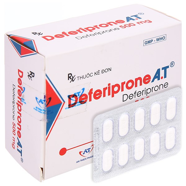Deferiprone A.T 500mg trị quá tải sắt ở bệnh nhân Thalassemia (3 vỉ x ...