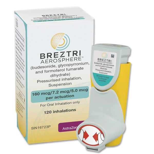 Thuốc xịt Breztri aerosphere 160/7.2/5mcg trị bệnh phổi tắc nghẽn mạn ...