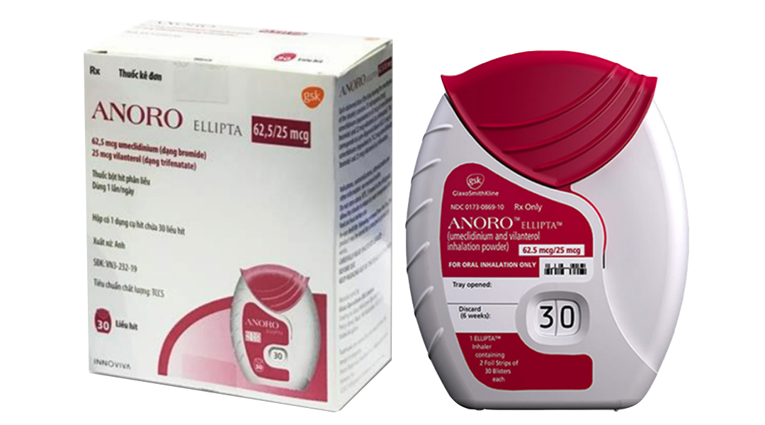 Anoro Ellipta 62,5/25mcg giảm triệu chứng bệnh phổi tắc nghẽn mãn tính ...