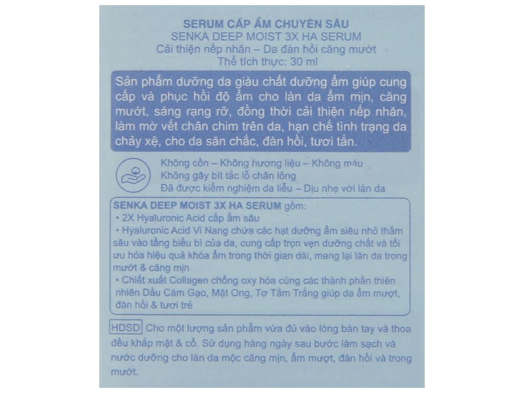 Serum Senka 3X HA cấp ẩm chuyên sâu 30ml có ở Bách hóa XANH