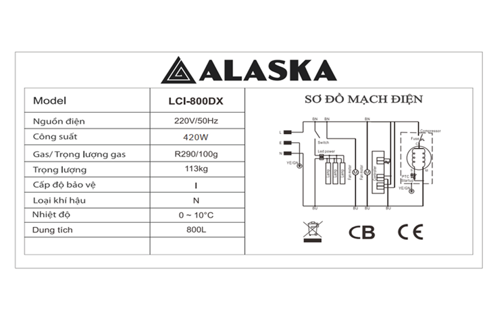Tủ mát Alaska Inverter 800 Lít LCI-800DX - chính hãng, giá tốt
