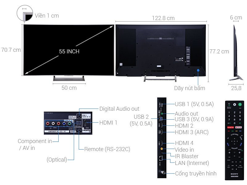 Android Tivi Sony 4K 55 inch KD-55X9000E/S - giá tốt, có trả góp