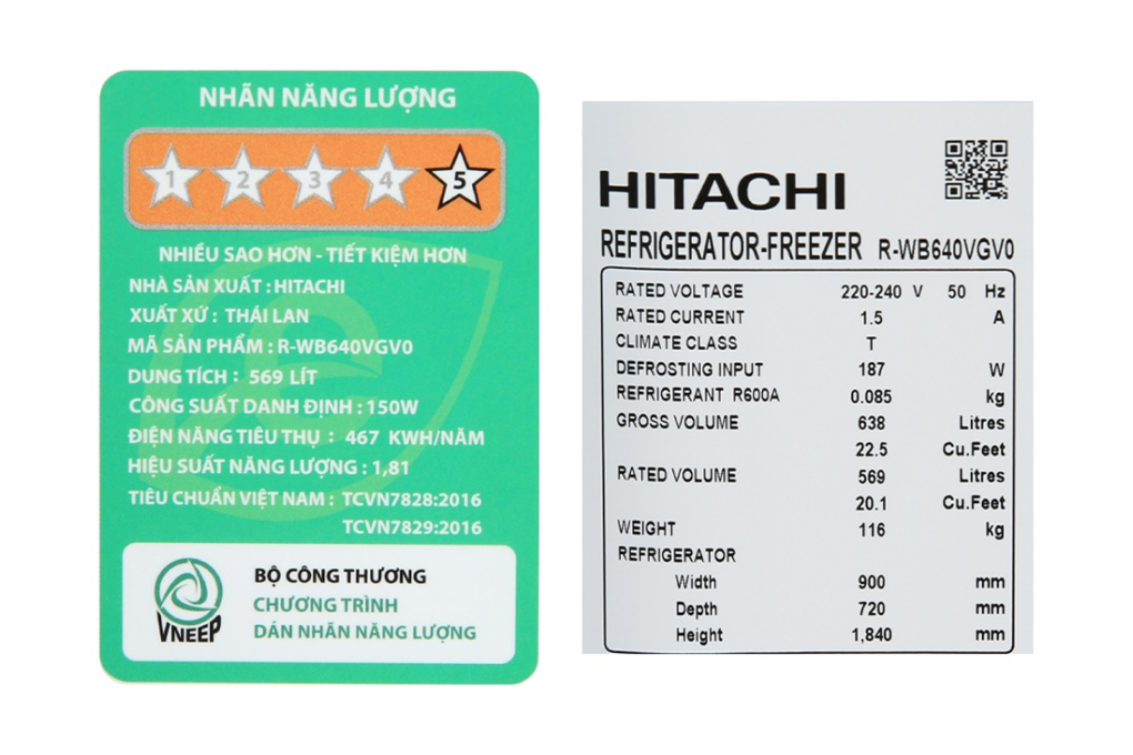 Tủ lạnh Hitachi inverter 569l R-WB640VGV0 GMG giá tốt