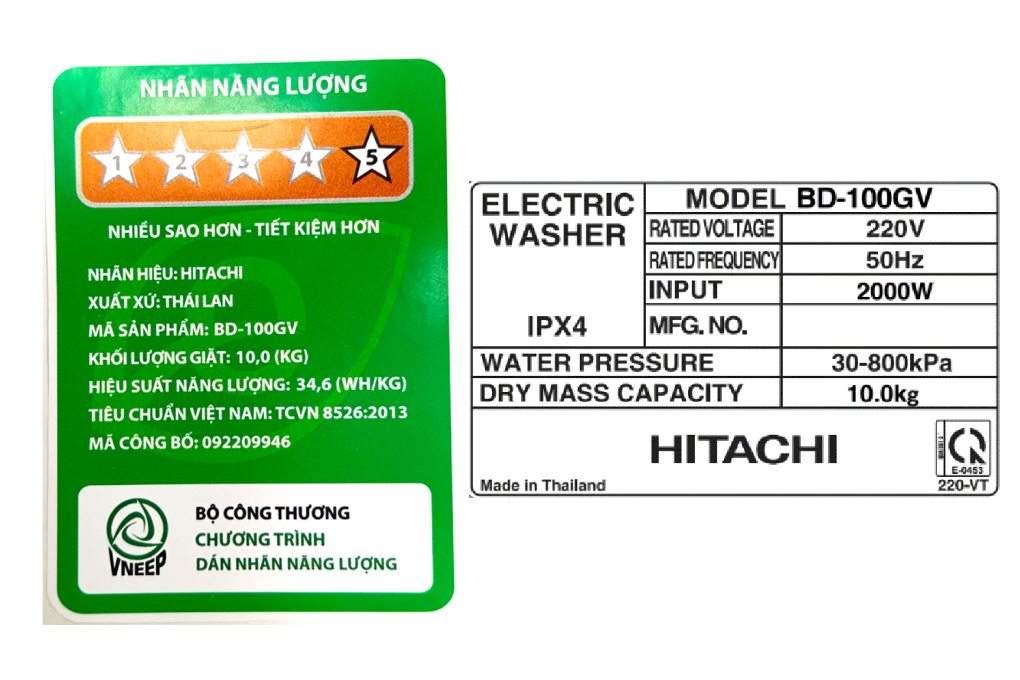 Máy giặt Hitachi Inverter 10 kg BD-100GV WH - giá tốt, có trả góp