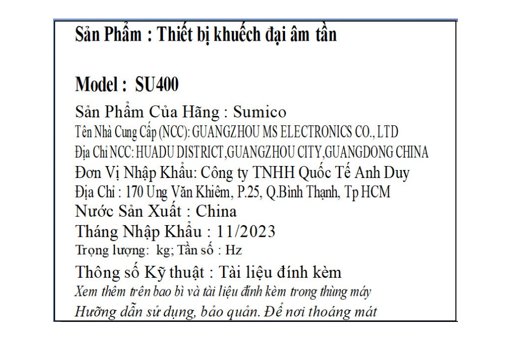 Sumico SU400 - giá tốt, chính hãng