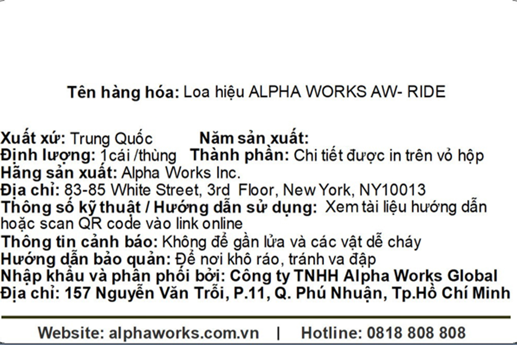 Loa Bluetooth Alpha Works AW-Ride - giá tốt, chính hãng