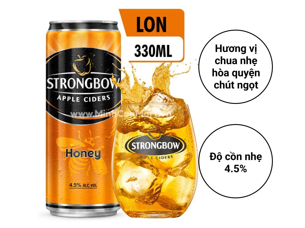 4 lon Strongbow vị mật ong 330ml giá tốt tại Bách hoá XANH