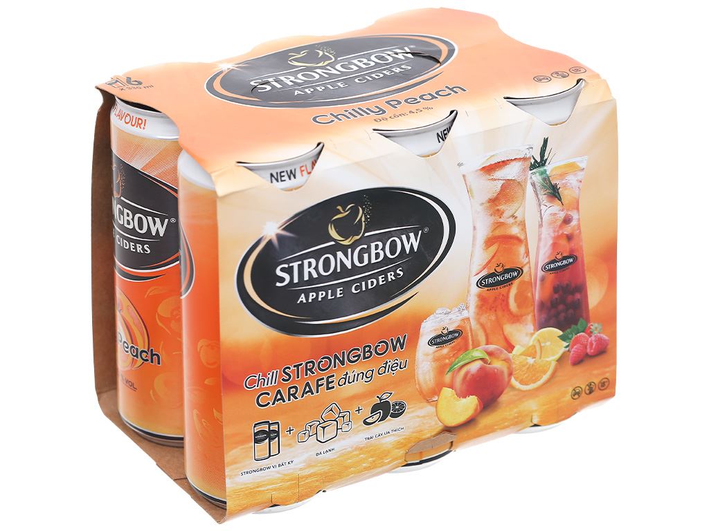 6 lon Strongbow vị đào lon 330ml giá tốt tại Bách Hoá XANH