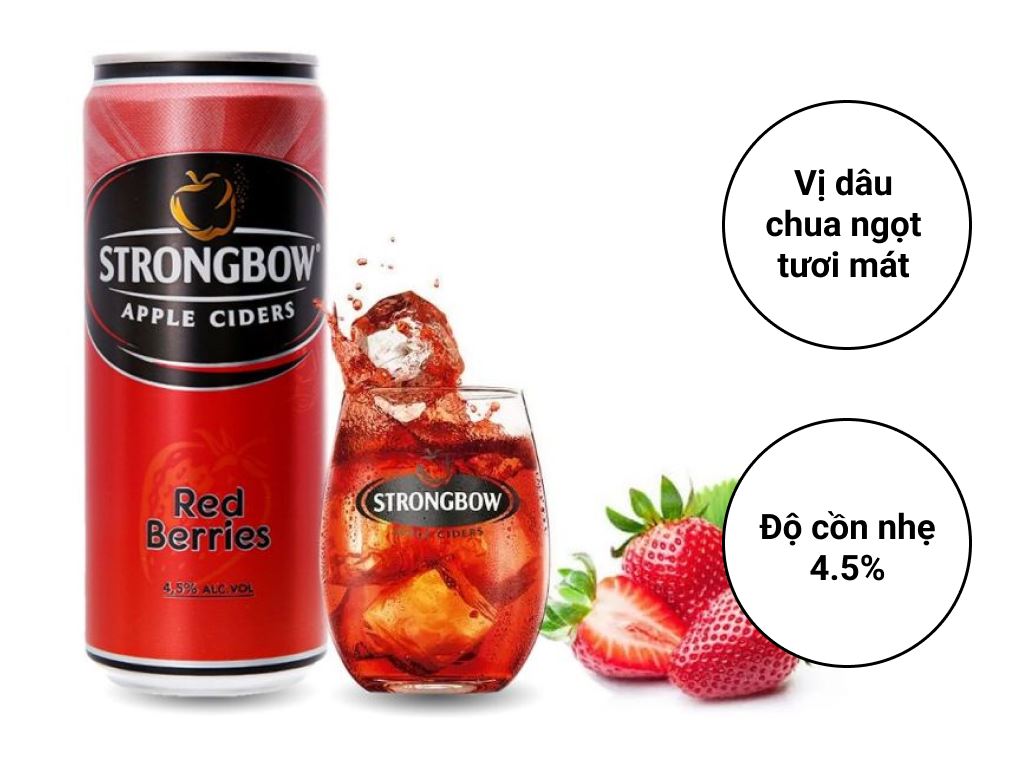 Lốc 6 lon Strongbow dâu đỏ 320ml giá tốt tại Bách Hoá XANH