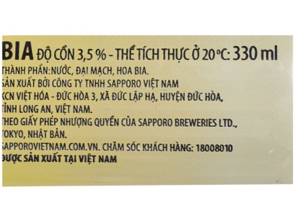 Bia Sapporo Premium Beer 100% Malt 330ml tại Bách Hoá XANH