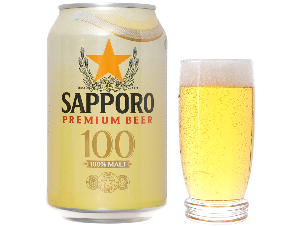 Bia Sapporo Premium Beer 100% Malt 330ml tại Bách Hoá XANH