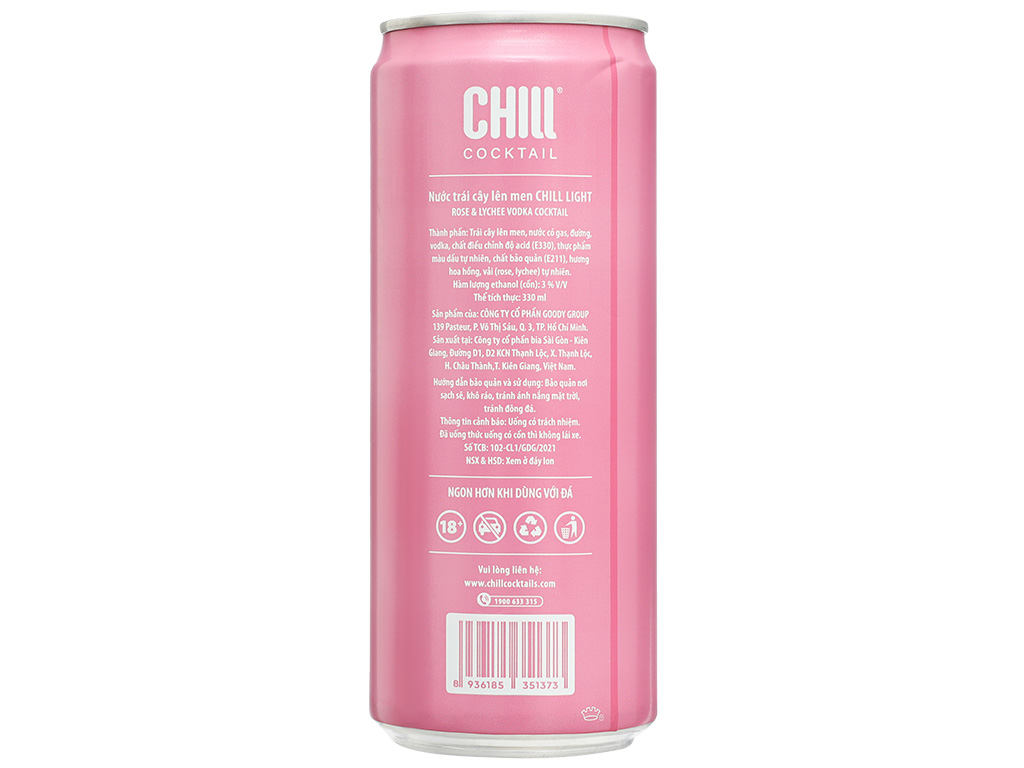 24 lon cocktail Chill Rose Lychee 330ml tại Bách Hoá XANH