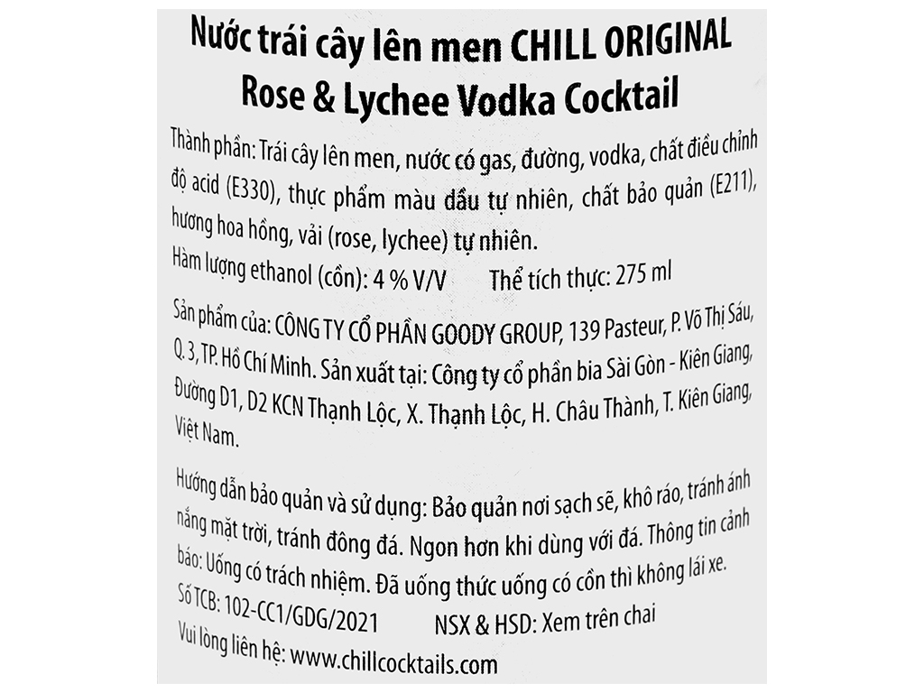 24 chai Chill Rose Lychee Vodka 275ml tại Bách Hoá XANH