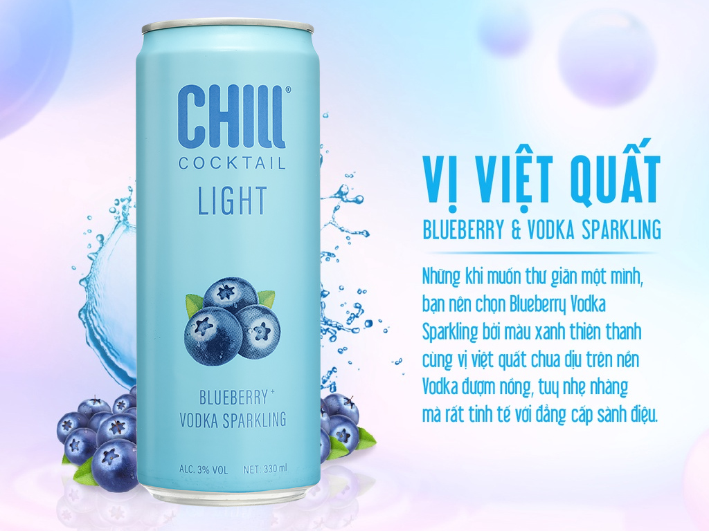 Cocktail Chill Blueberry Vodka việt quất 320ml Bách Hoá XANH