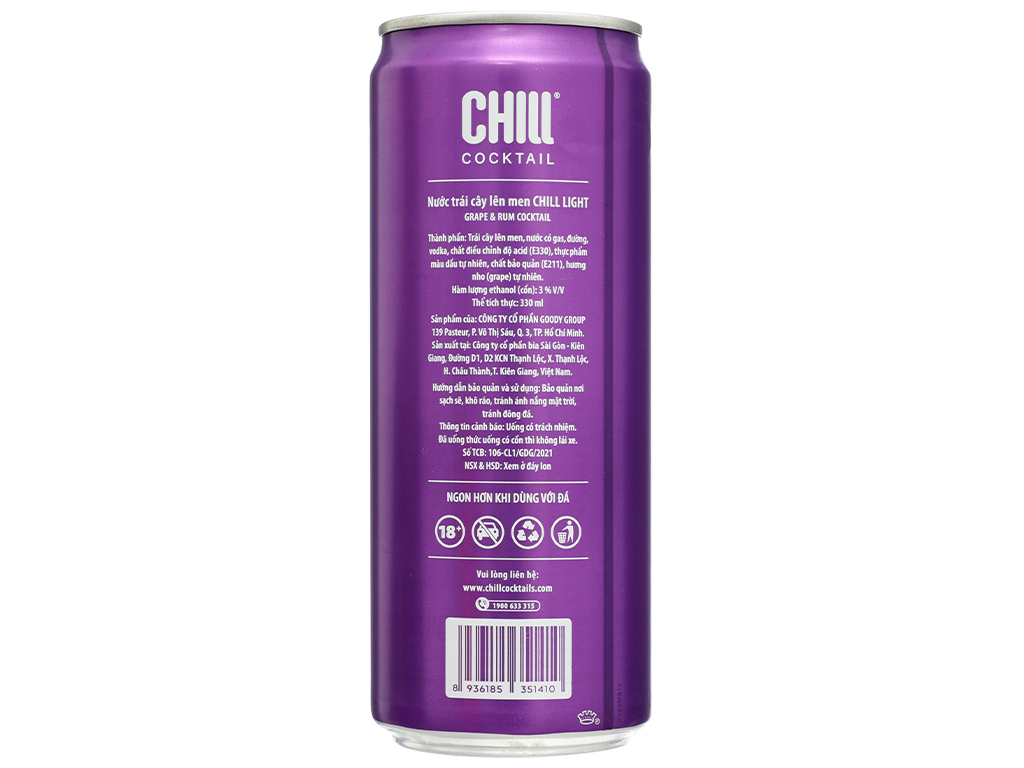 6 lon cocktail nho Chill Grape Rum 330ml tại Bách Hoá XANH