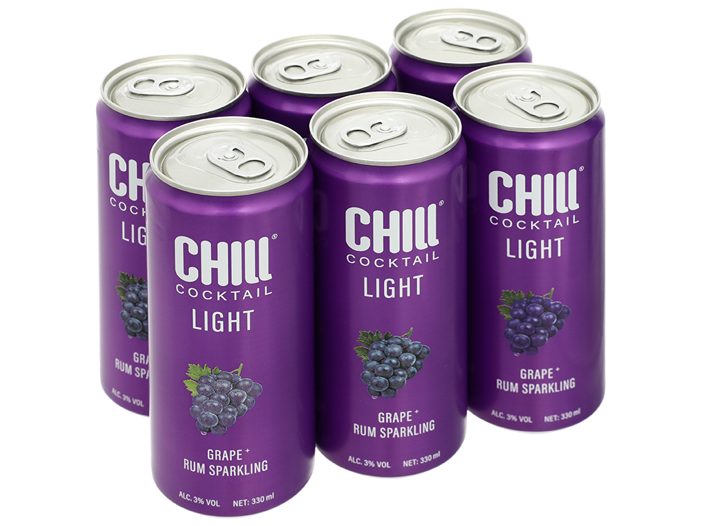 6 lon cocktail nho Chill Grape Rum 330ml tại Bách Hoá XANH