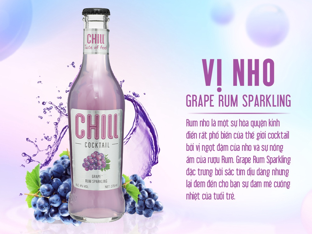 6 chai cocktail Chill Grape Rum nho 275ml tại Bách Hoá XANH