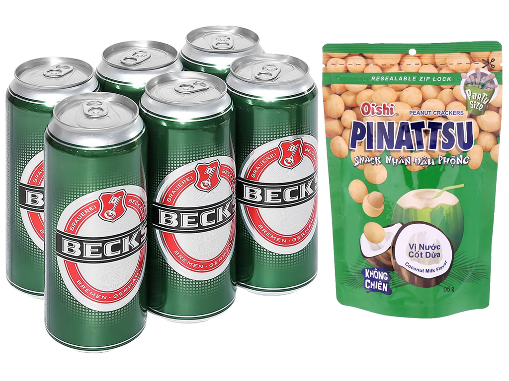 Combo bia Beck's 500ml và snack Oishi tại Bách Hoá XANH