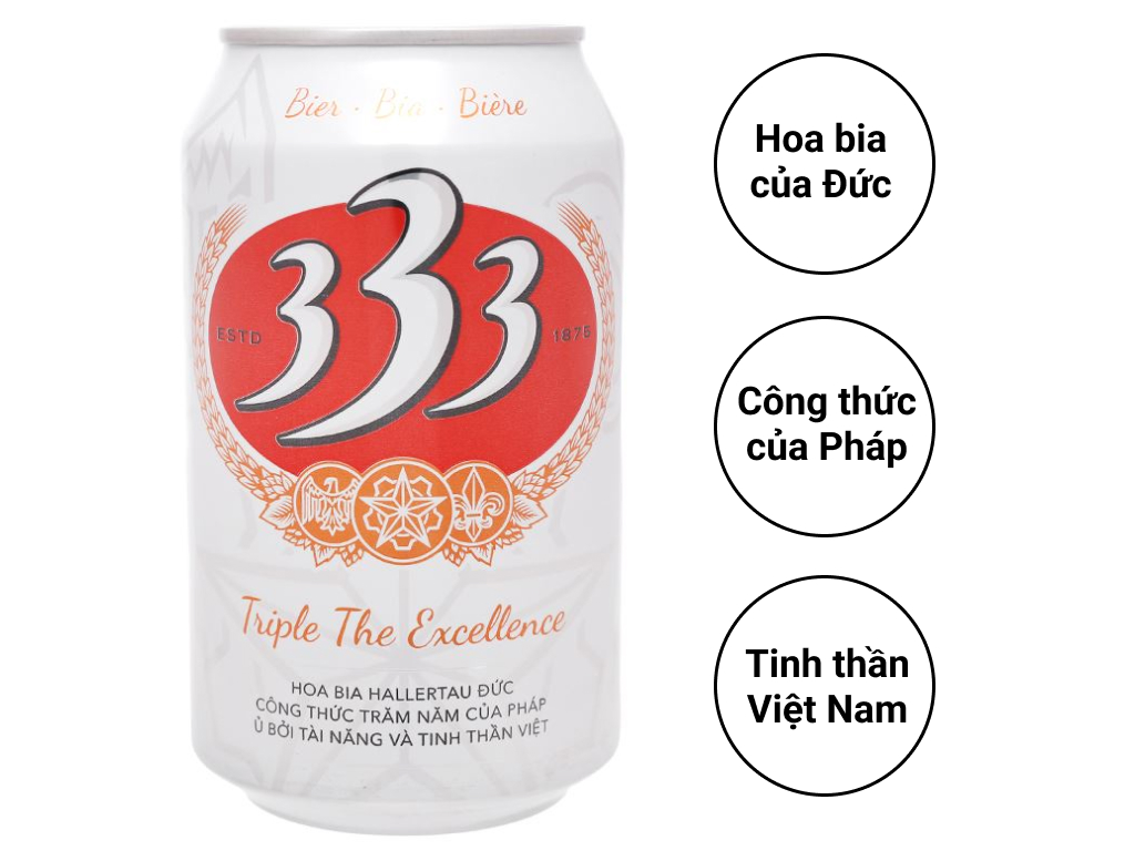 Thùng 24 lon bia 333 lon lùn 330ml giá tốt tại Bách hoá XANH
