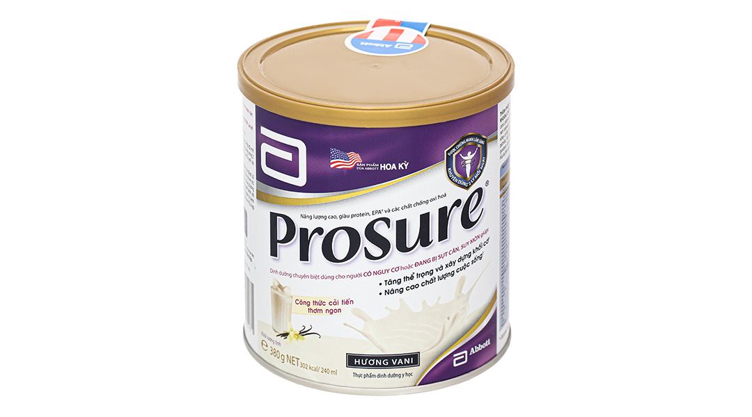 Sữa bột Prosure bổ sung dinh dưỡng cho người sụt cân do bệnh hương vani ...