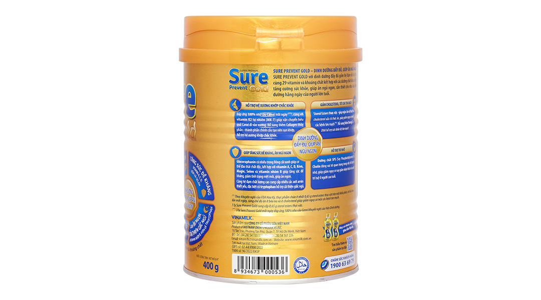 Sữa bột Vinamilk Sure Prevent Gold giúp hệ xương khớp chắc khỏe lon ...